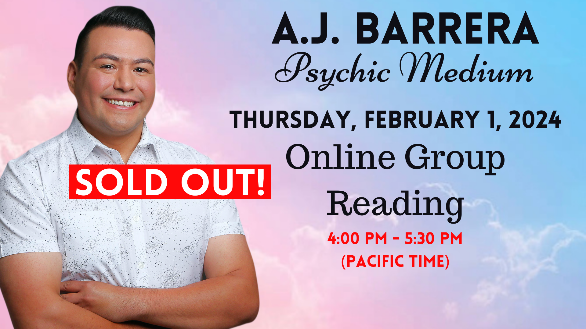 Sold Out Online Group Reading With Psychic Medium A J Barrera Los